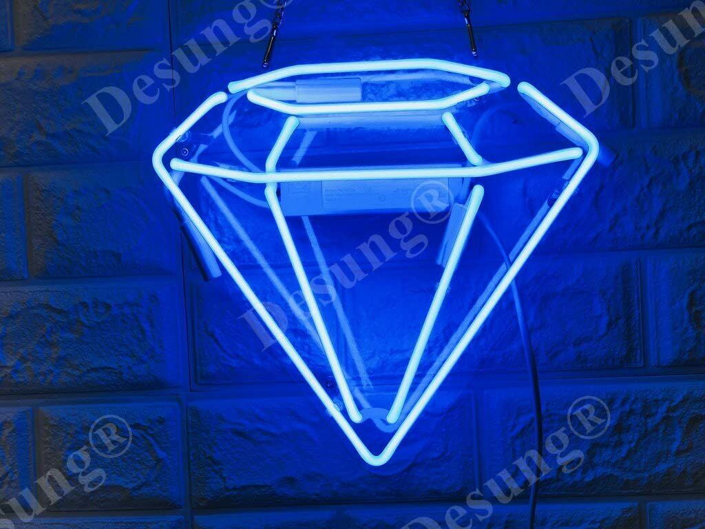 Queen Sense 14" Diamond Neon Sign Acrylic Man Cave Handmade Neon Light ...