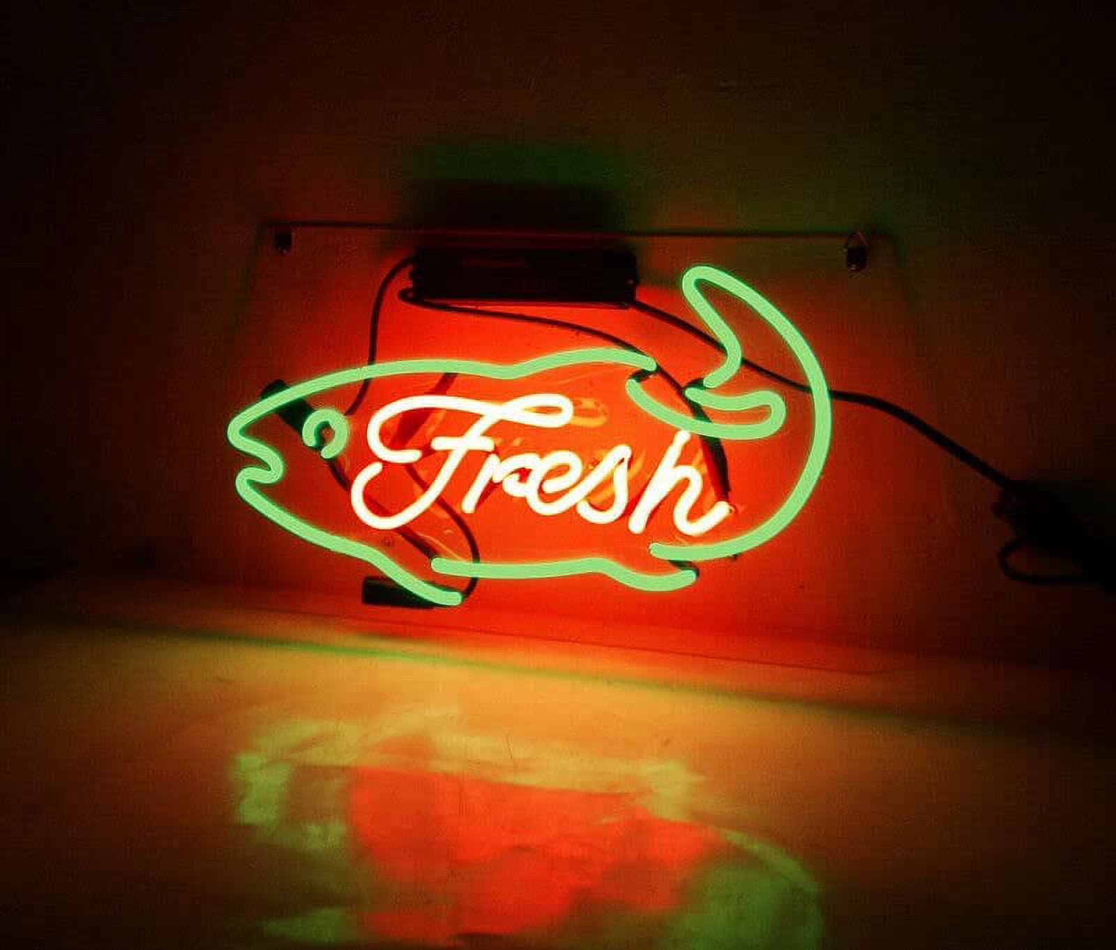 Queen Sense 14" Fresh Fish Neon Sign Acrylic Man Cave Handmade Neon ...