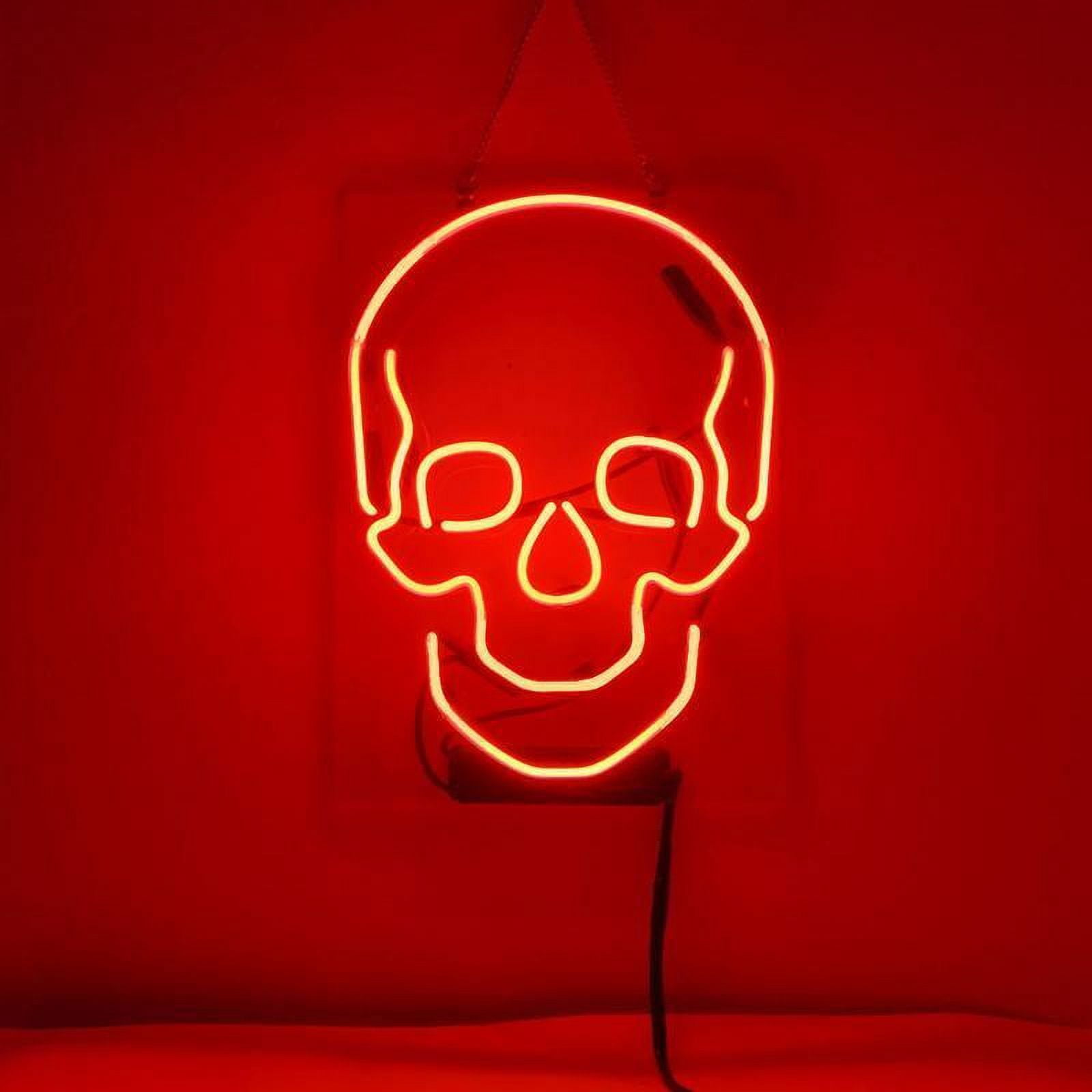Queen Sense 14" Haunted Skull Skeleton Neon Sign Acrylic Man Cave ...