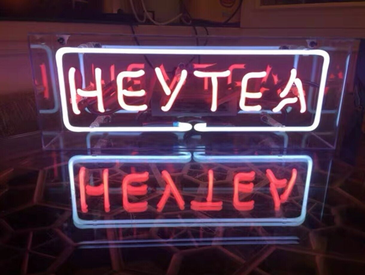 Queen Sense 14" Hey Tea Neon Sign Acrylic Box Man Cave Beer Pub Bar ...
