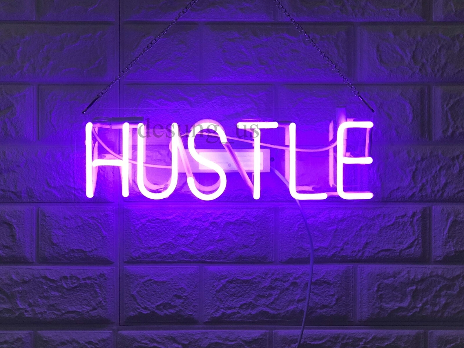 Queen Sense 14" Hustle Neon Sign Acrylic Man Cave Handmade Neon Light ...