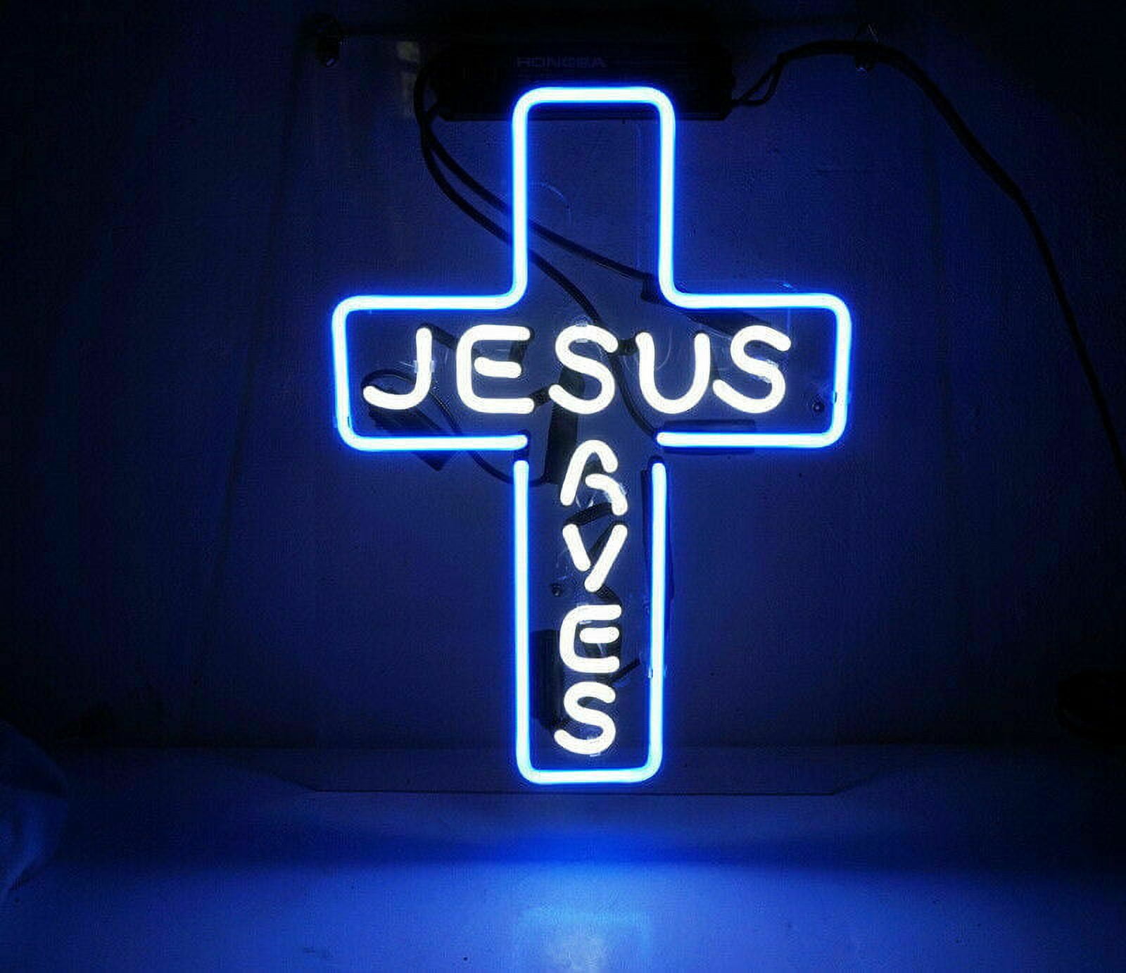 Queen Sense 14" Jesus Saves Cross Neon Sign Acrylic Man Cave Handmade ...