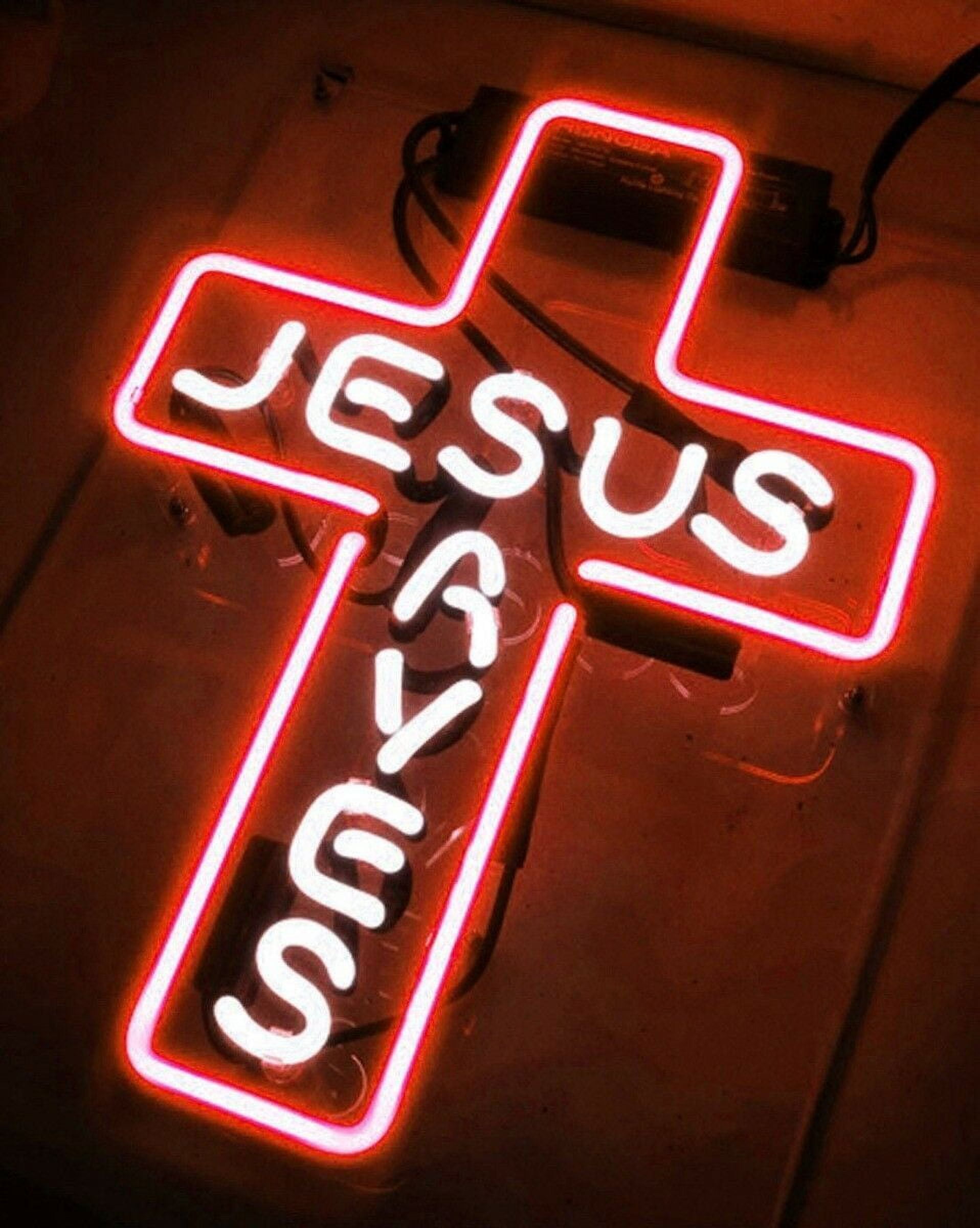 Queen Sense 14" Jesus Saves Cross Neon Sign Acrylic With Dimmer Man ...