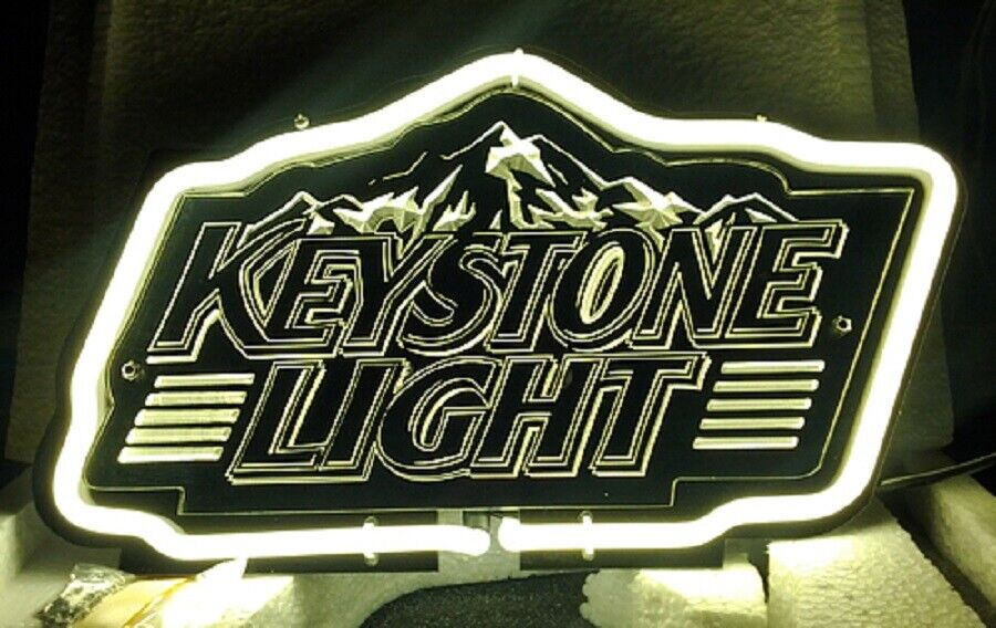 Queen Sense 14" Keystone Light 3D Carved Neon Sign Acrylic Man Cave ...