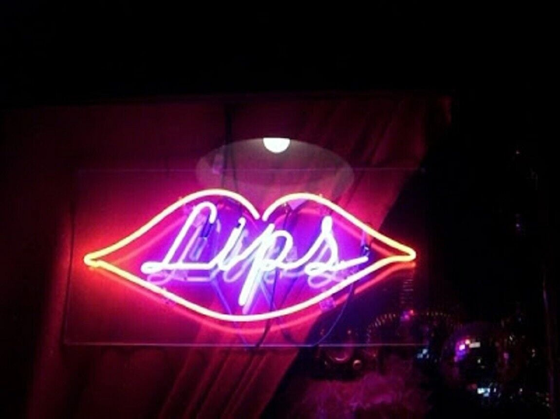 Queen Sense 14" Lips Neon Sign Acrylic Man Cave Beer Pub Bar Wall Decor ...