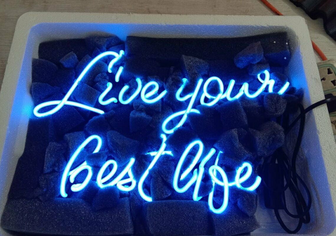 Queen Sense 14" Live Your Best Life Neon Sign With Dimmer Acrylic Man ...
