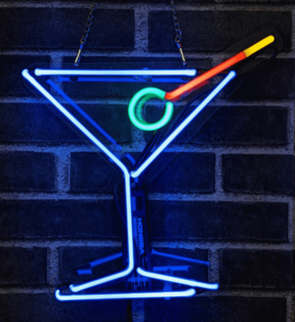 Queen Sense 14" Martini Glass Neon Sign Acrylic Man Cave Wall Decor ...