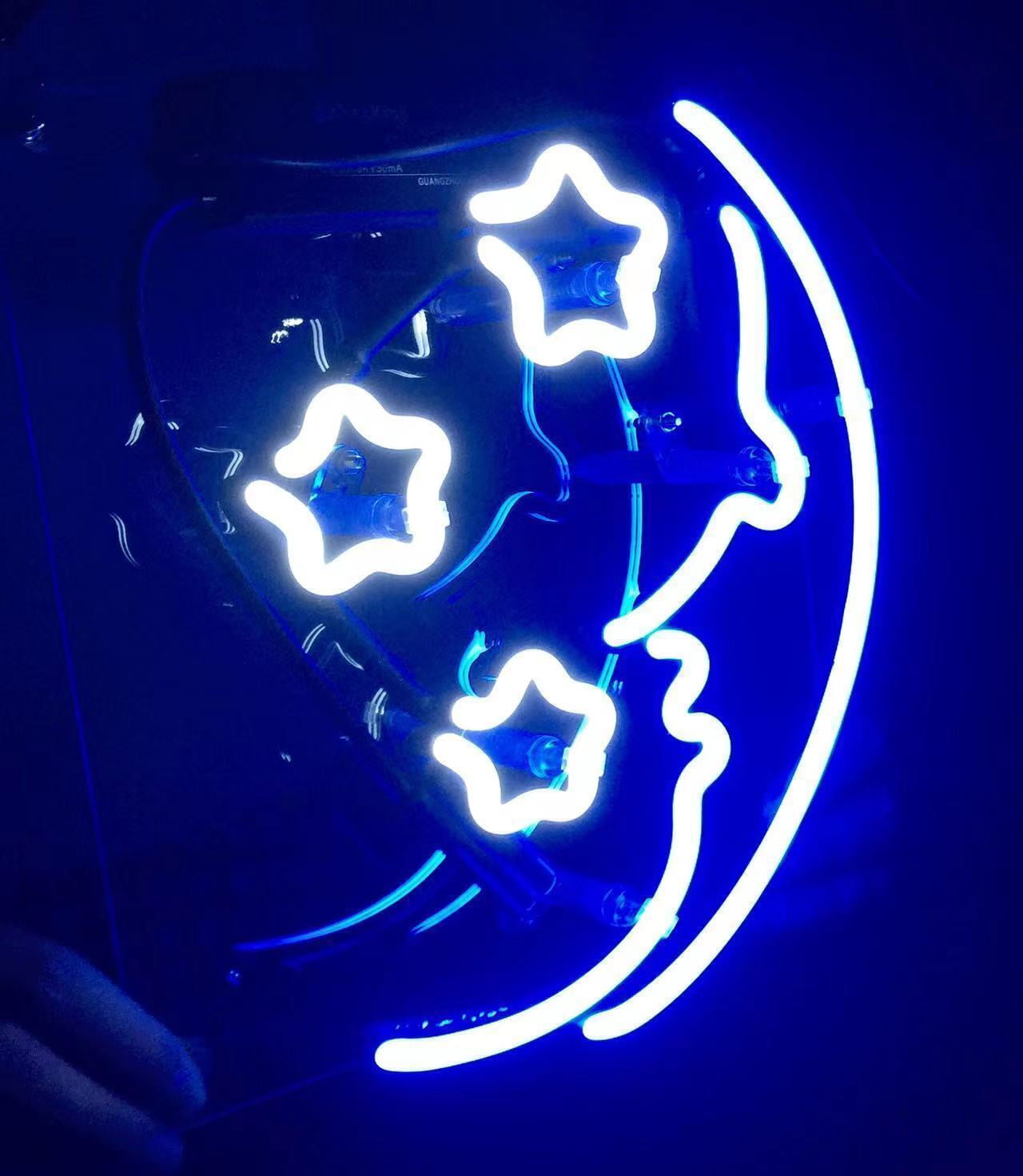 Queen Sense 14" Moon And Stars Neon Sign Acrylic Man Cave Handmade Neon ...