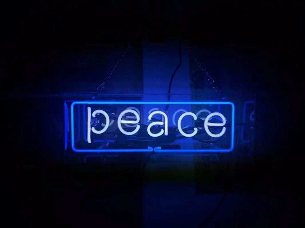 Queen Sense 14" Peace Neon Sign Acrylic Box Man Cave Beer Pub Bar ...