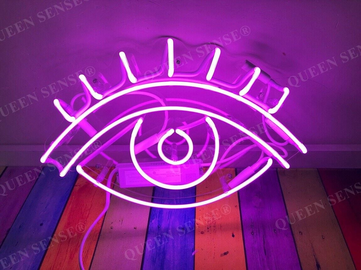 Queen Sense 14" Purple Eye Neon Sign Acrylic Man Cave Handmade Neon ...