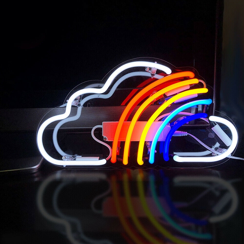 Queen Sense 14" Rainbow Cloud Neon Sign Acrylic Man Cave Handmade Neon ...