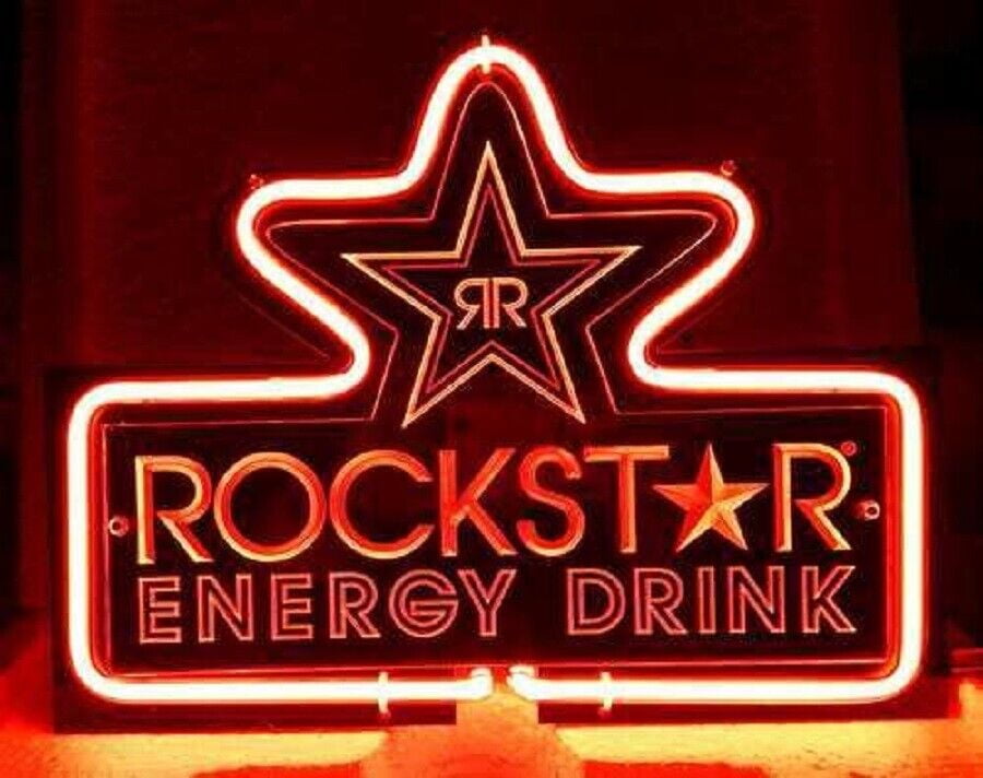 Queen Sense 14" Rockstar Energy Drinks Star 3D Carved Neon Sign Acrylic ...