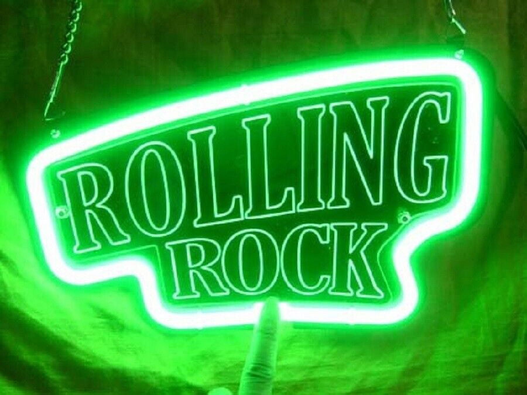 Queen Sense 14" Rolling Rocks Beer 3D Carved Neon Sign Acrylic Man Cave ...
