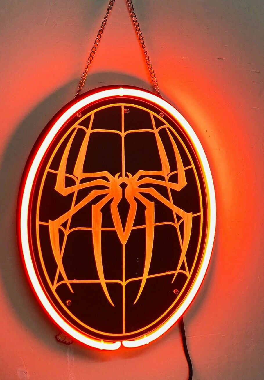 Queen Sense 14" Spidermans 3D Carved Neon Sign Acrylic Man Cave ...