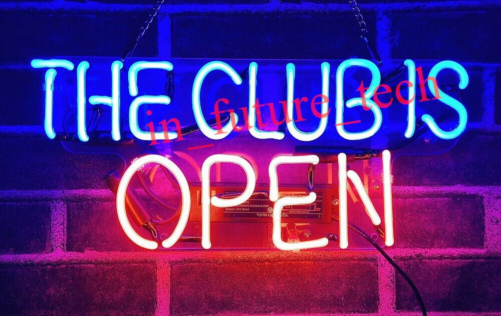 Queen Sense 14" The Club Is Open Neon Sign Acrylic Man Cave Handmade ...
