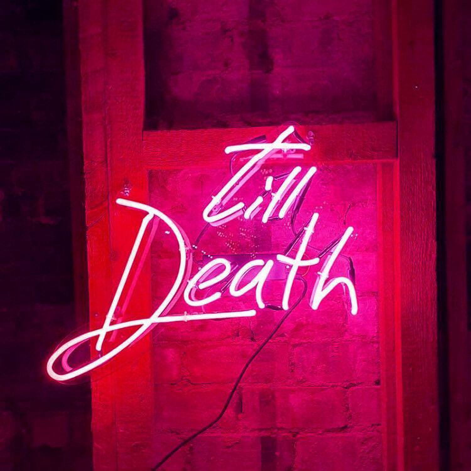 Queen Sense 14" Til Death Neon Sign Acrylic Man Cave Pub Bar Wall Decor ...