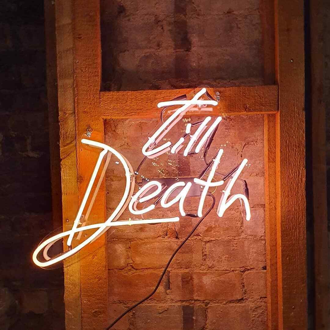 Queen Sense 14" Til Death Neon Sign Acrylic Man Cave Pub Bar Wall Decor ...
