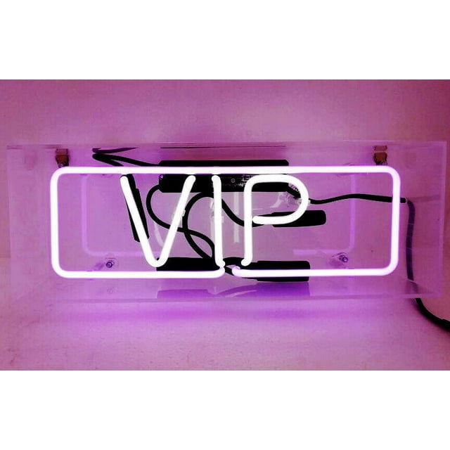 Queen Sense 14" VIP Neon Sign Acrylic Box Man Cave Pub Bar Wall Decor ...