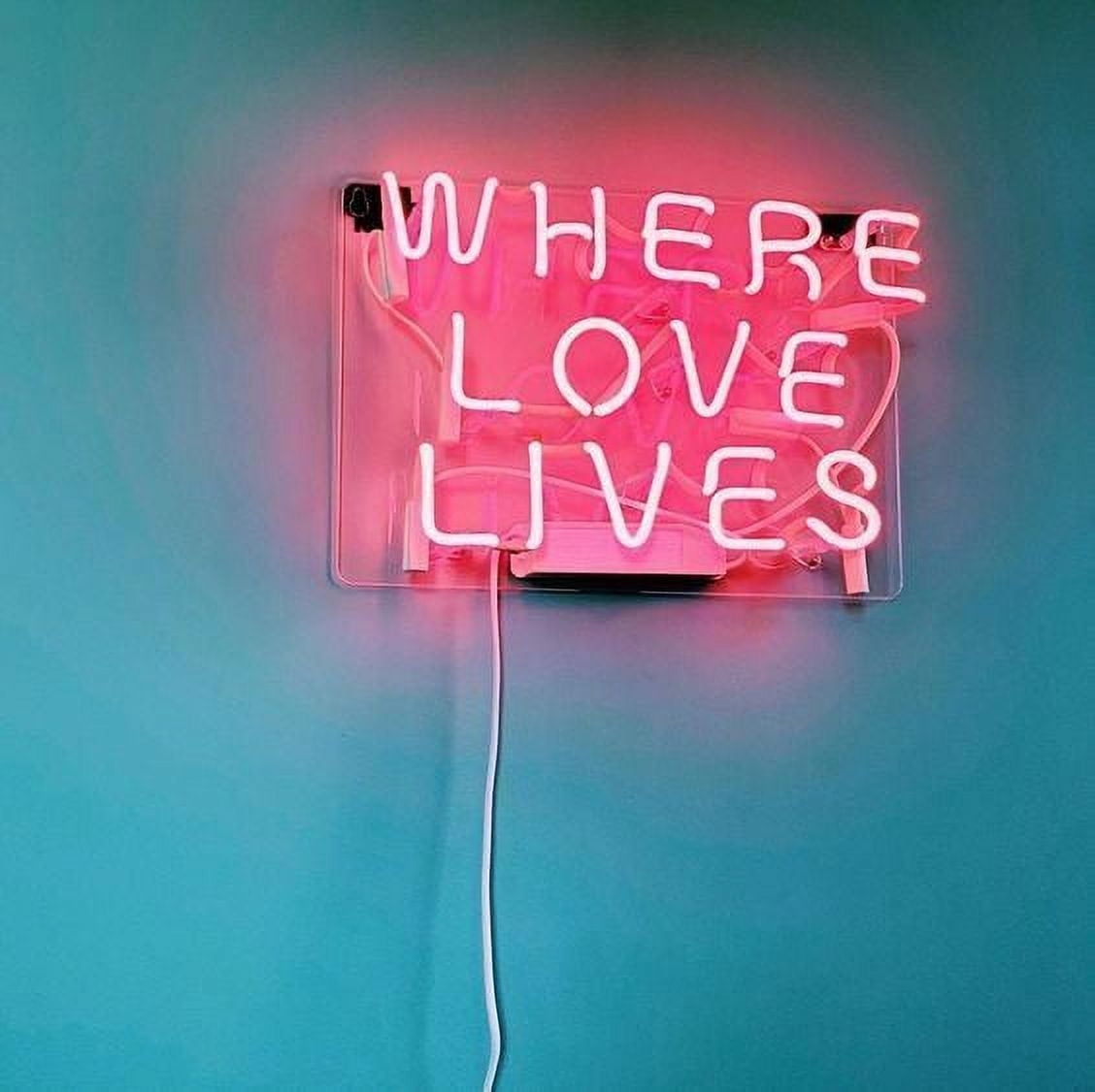 Queen Sense 14" Where Love Lives Neon Sign Acrylic Man Cave Pub Bar ...