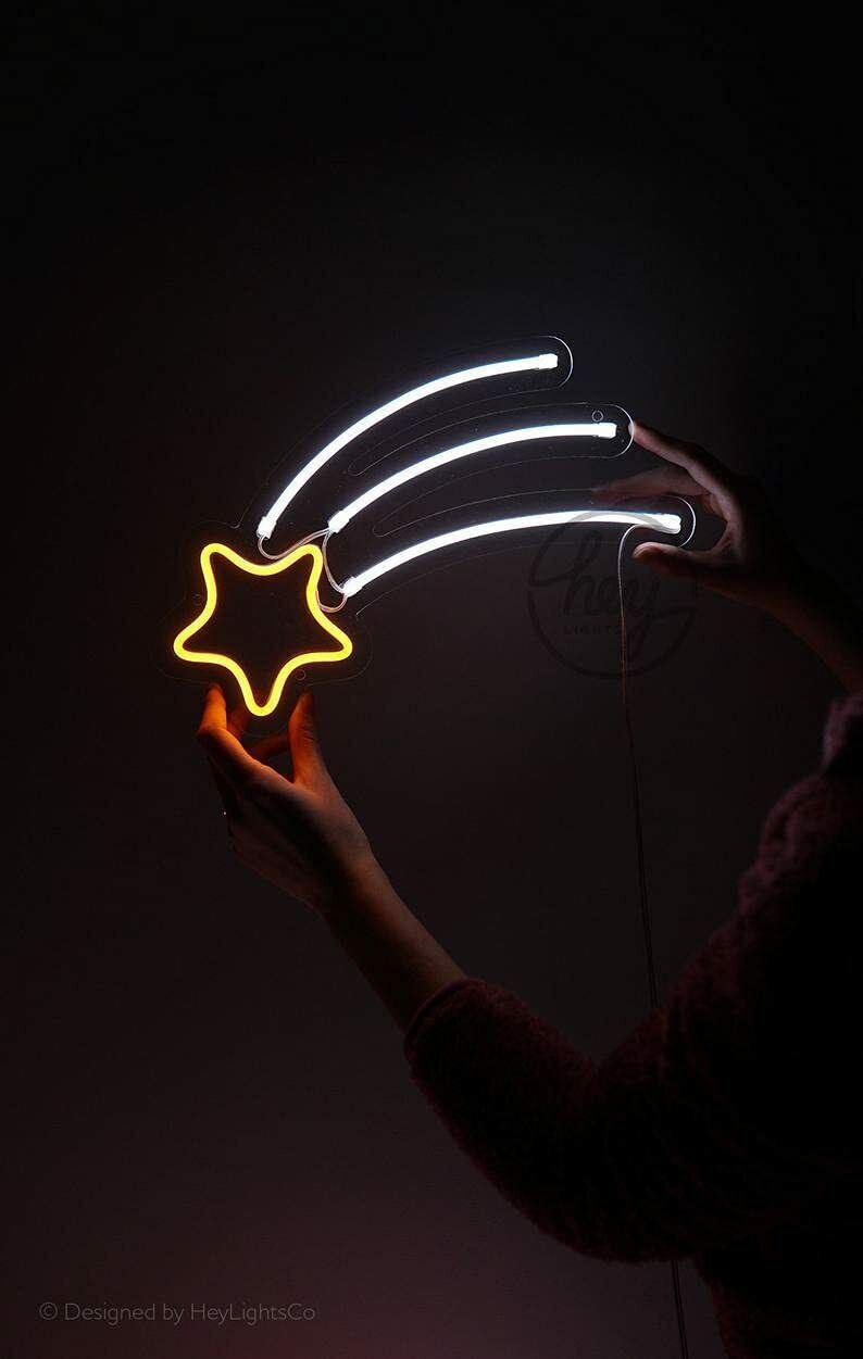 Queen Sense 14"x10.3" Shooting Star LED Sign Light Wall Decor Party ...