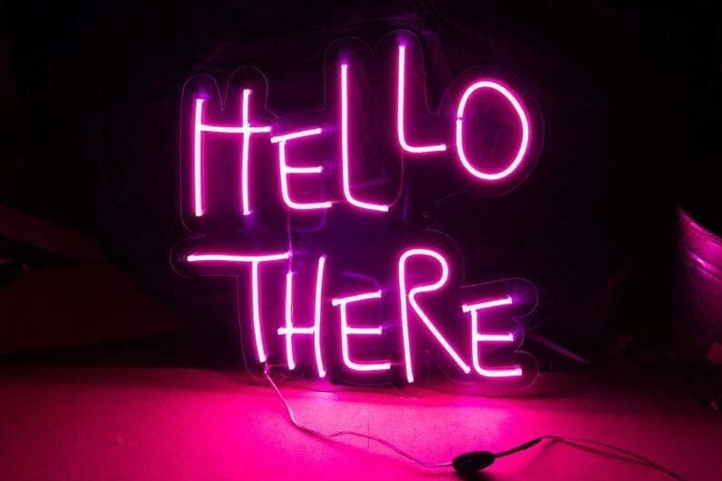 Queen Sense 14"x10" Hello There Hell Here LED Sign Light Wall Decor ...