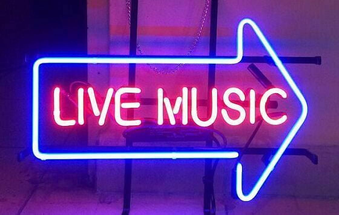 Queen Sense 14"x10" Live Music Arrow Neon Sign Man Cave Handmade Neon ...