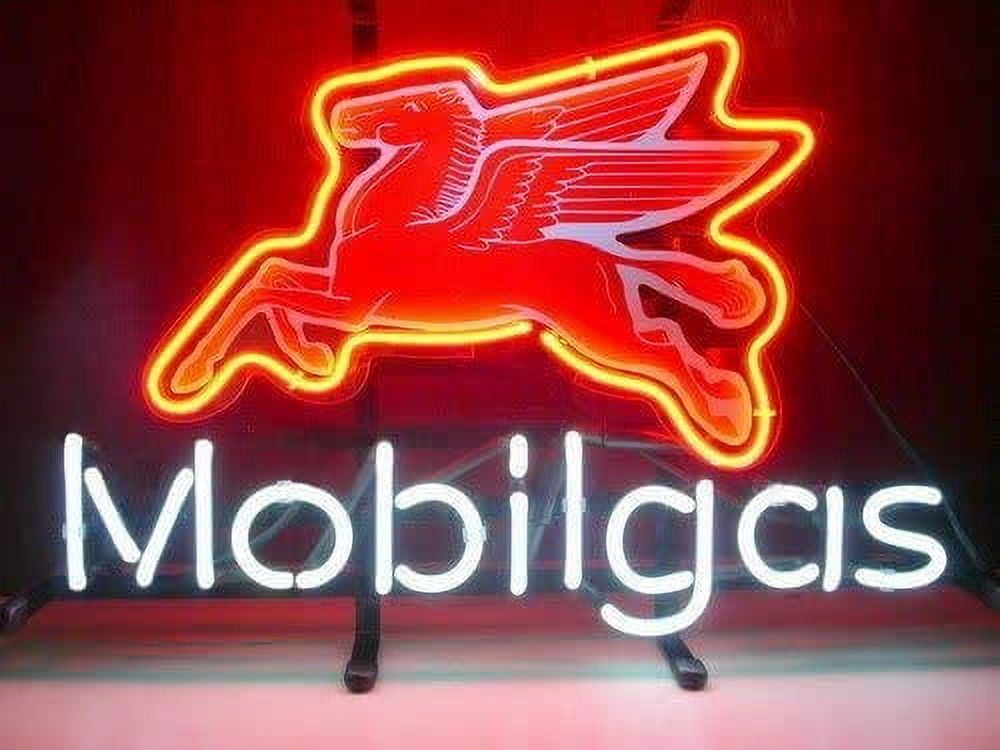 Queen Sense 14"x10" Mobilgas Neon Sign Flying Pegasus Neon Light ...