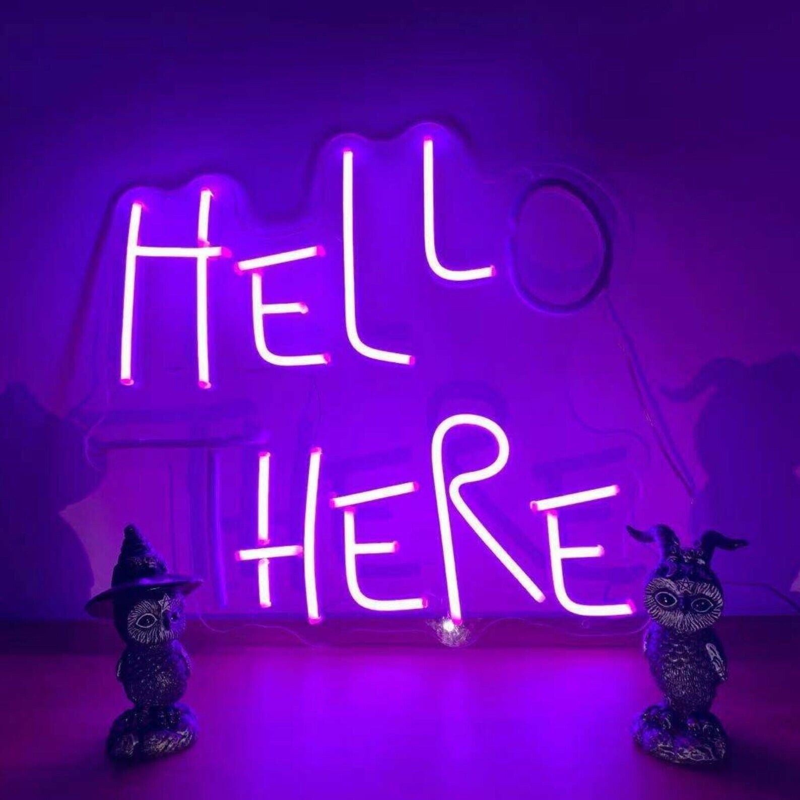 Queen Sense 14"x10" Purple Hello There Hell Here LED Sign Light Wall ...