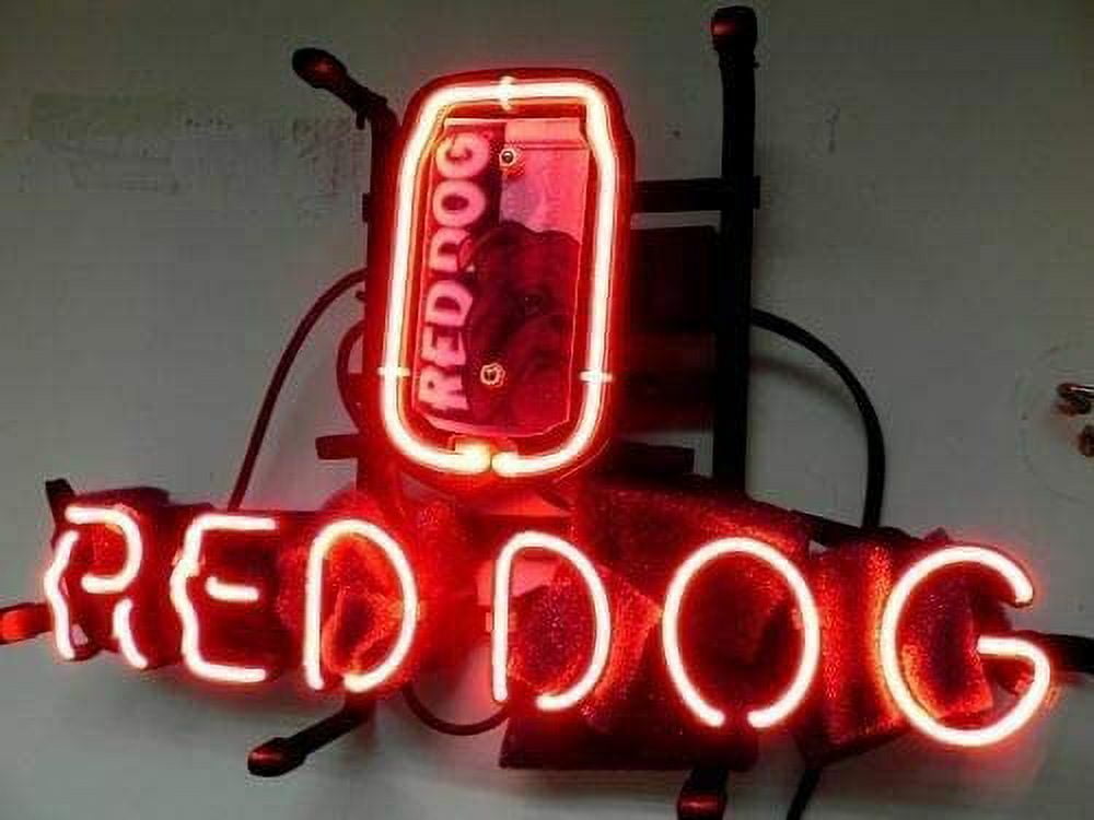 Queen Sense 14"x10" Red Dog Can Neon Sign Man Cave Handmade Neon Light ...