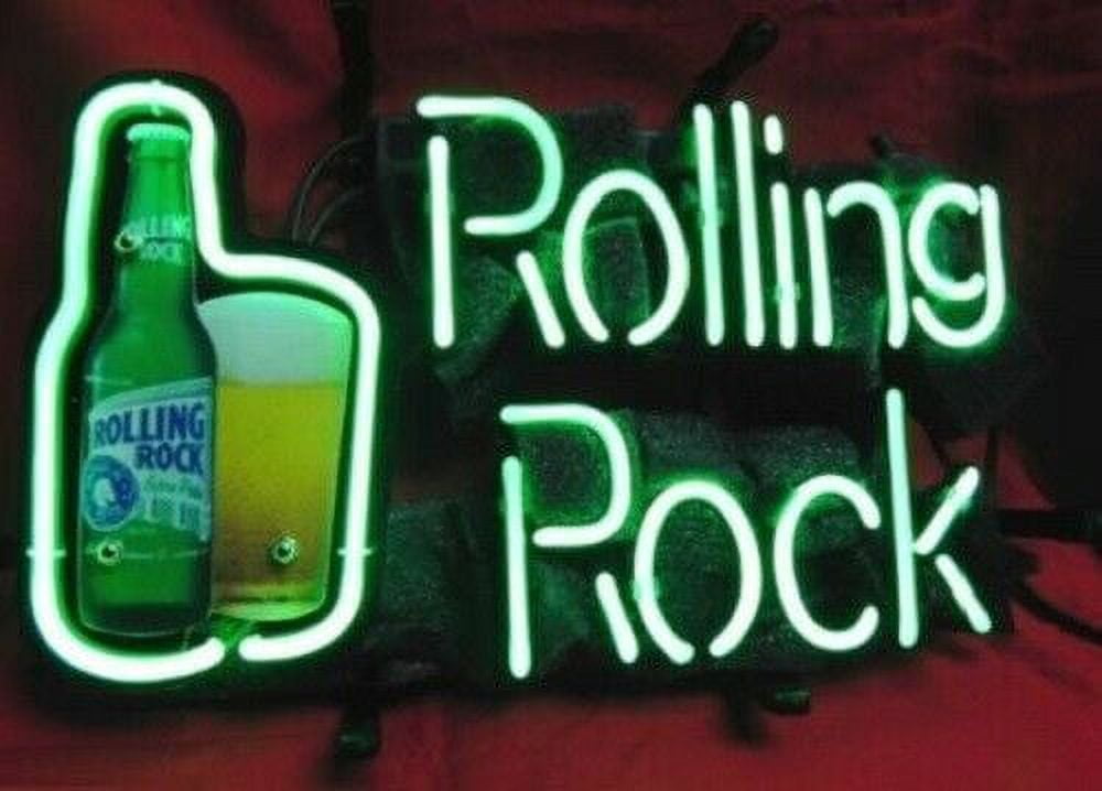 Queen Sense 14"x10" Rolling Rock Beer Bottle Neon Sign Man Cave ...