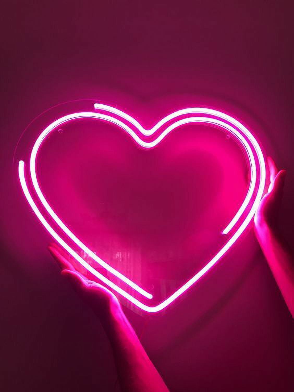 Queen Sense 14"x12.3" Heart Love LED Sign Light Wall Decor Party Night ...