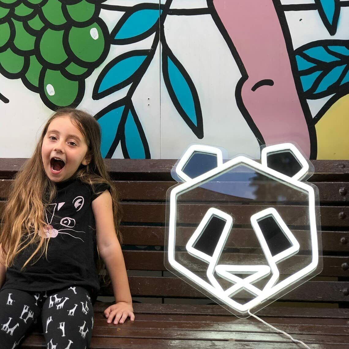 Queen Sense 14"x12.6" Panda Head LED Sign Light Wall Decor Party Night ...