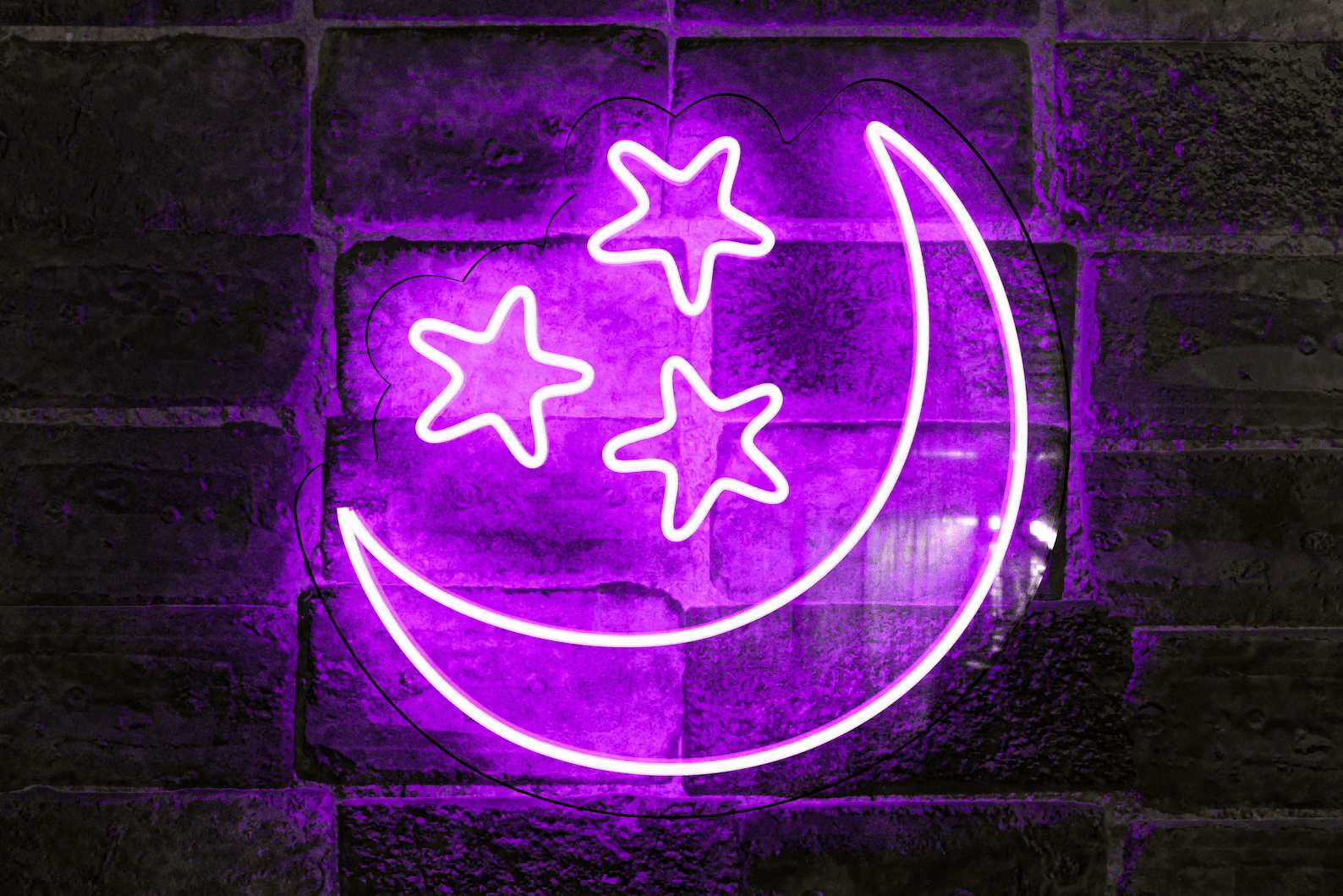 Queen Sense 14"x13.4" Moon Stars LED Sign Light Wall Decor Party Night ...