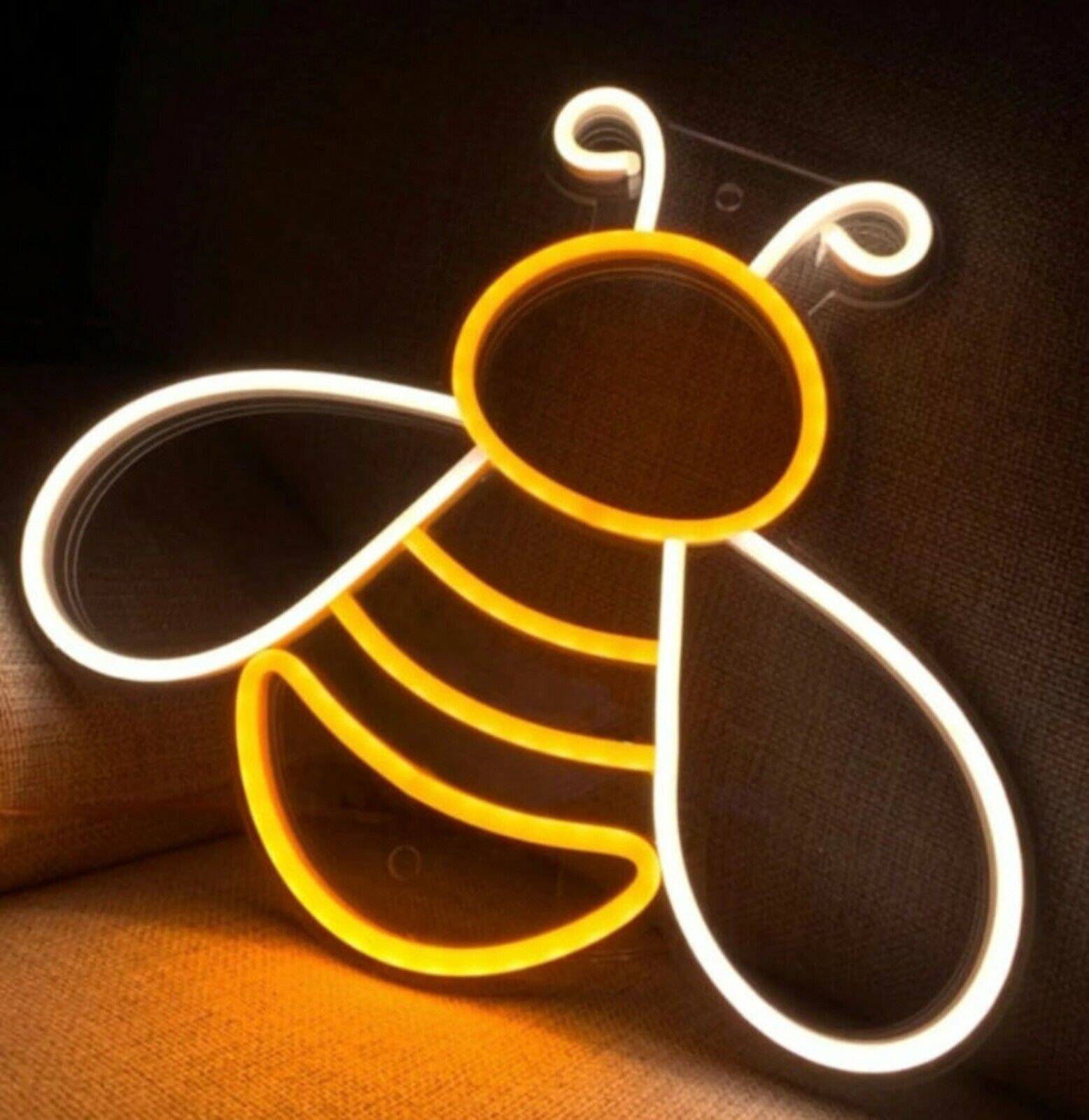 Queen Sense 14"x13.8" Cute Bee LED Sign Light Wall Decor Party Night ...
