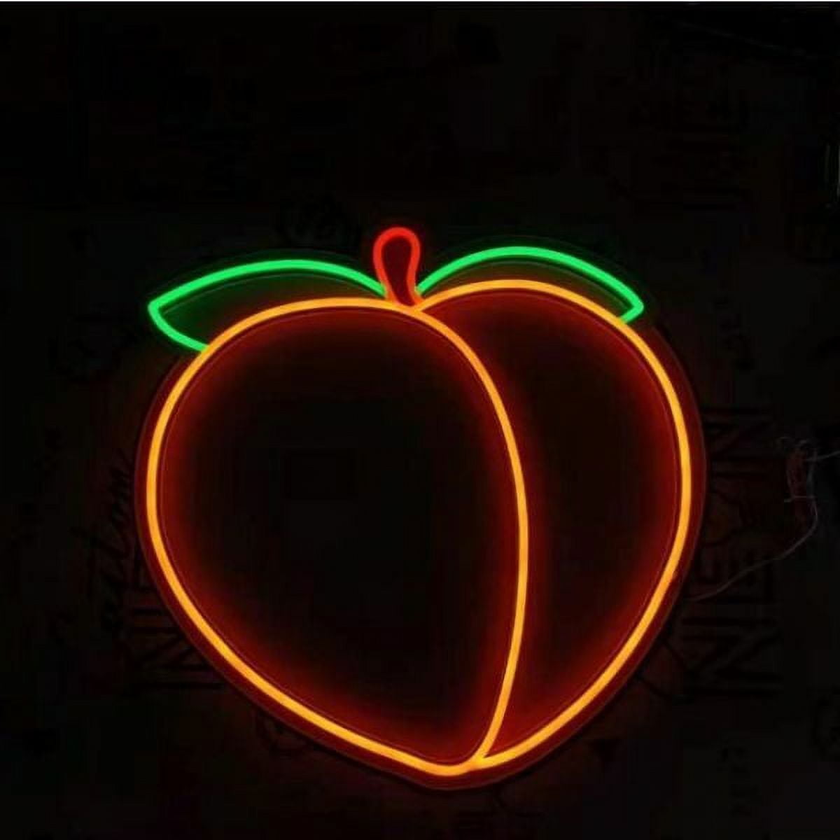 Queen Sense 14"x13.8" Peach Fruit LED Sign Light Wall Decor Party Night ...