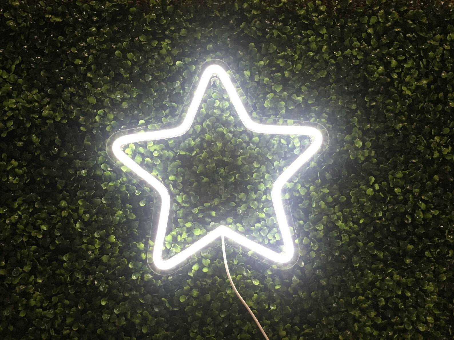 Queen Sense 14"x13.8" Pentagram Star LED Sign Light Wall Decor Party ...