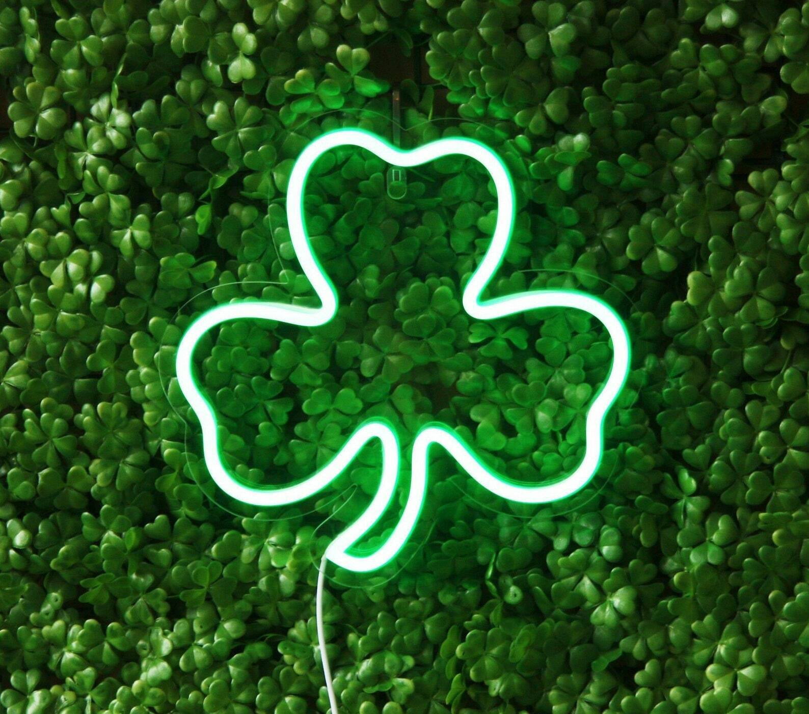 Queen Sense 14"x13.8" Shamrock Clover Art LED Sign Light Wall Decor ...