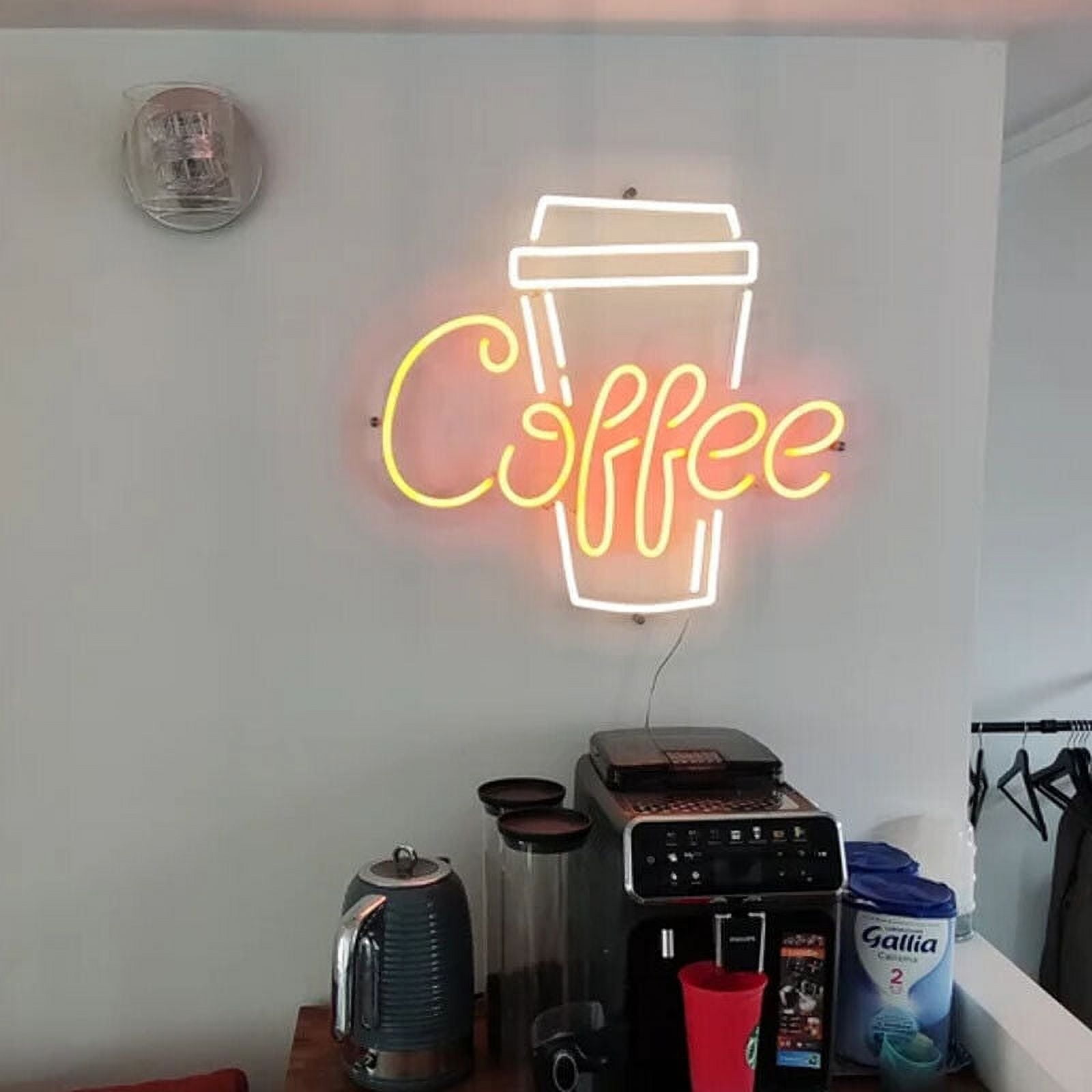 Queen Sense 14"x13" Coffee Cup Cafe Open LED Sign Light Party Night ...