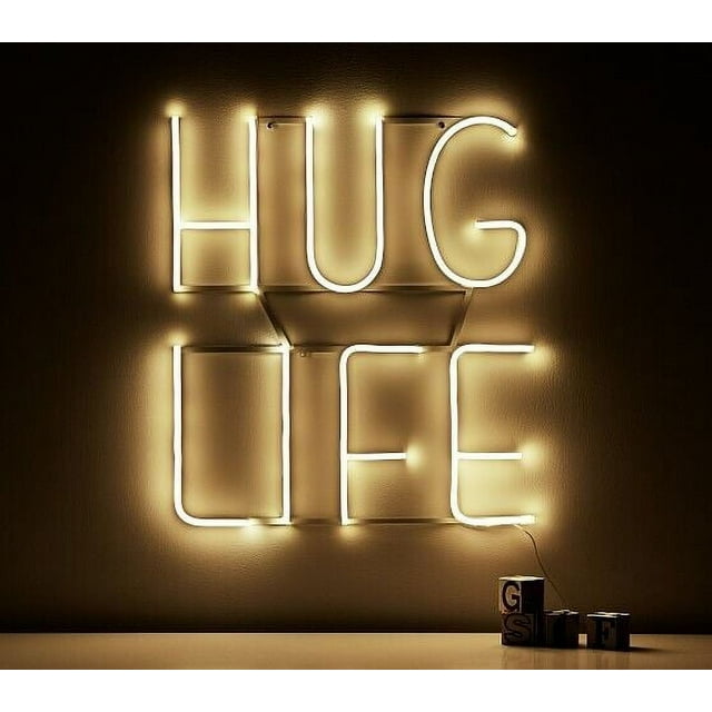 Queen Sense 14"x14" Hug Life LED Sign Light Wall Decor Party Night ...