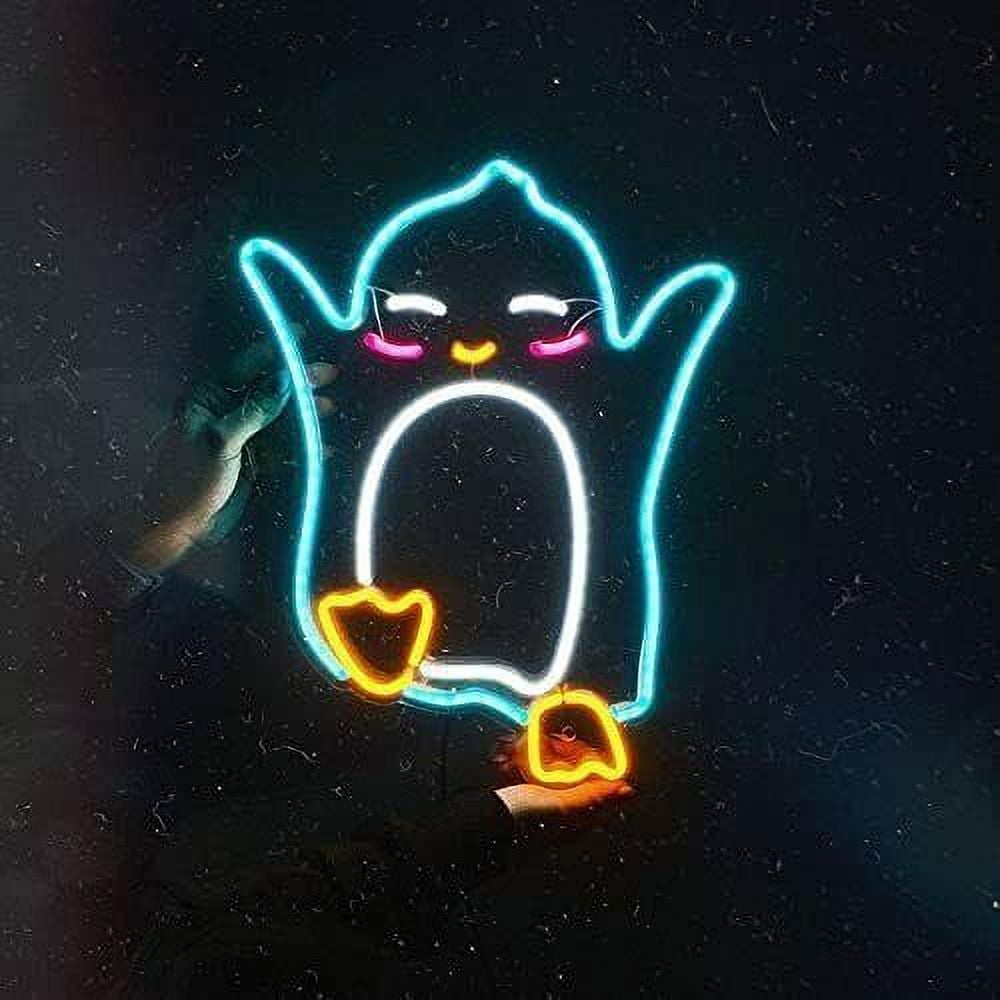 Queen Sense 14"x14" Penguin LED Sign Light Wall Decor Party Night ...