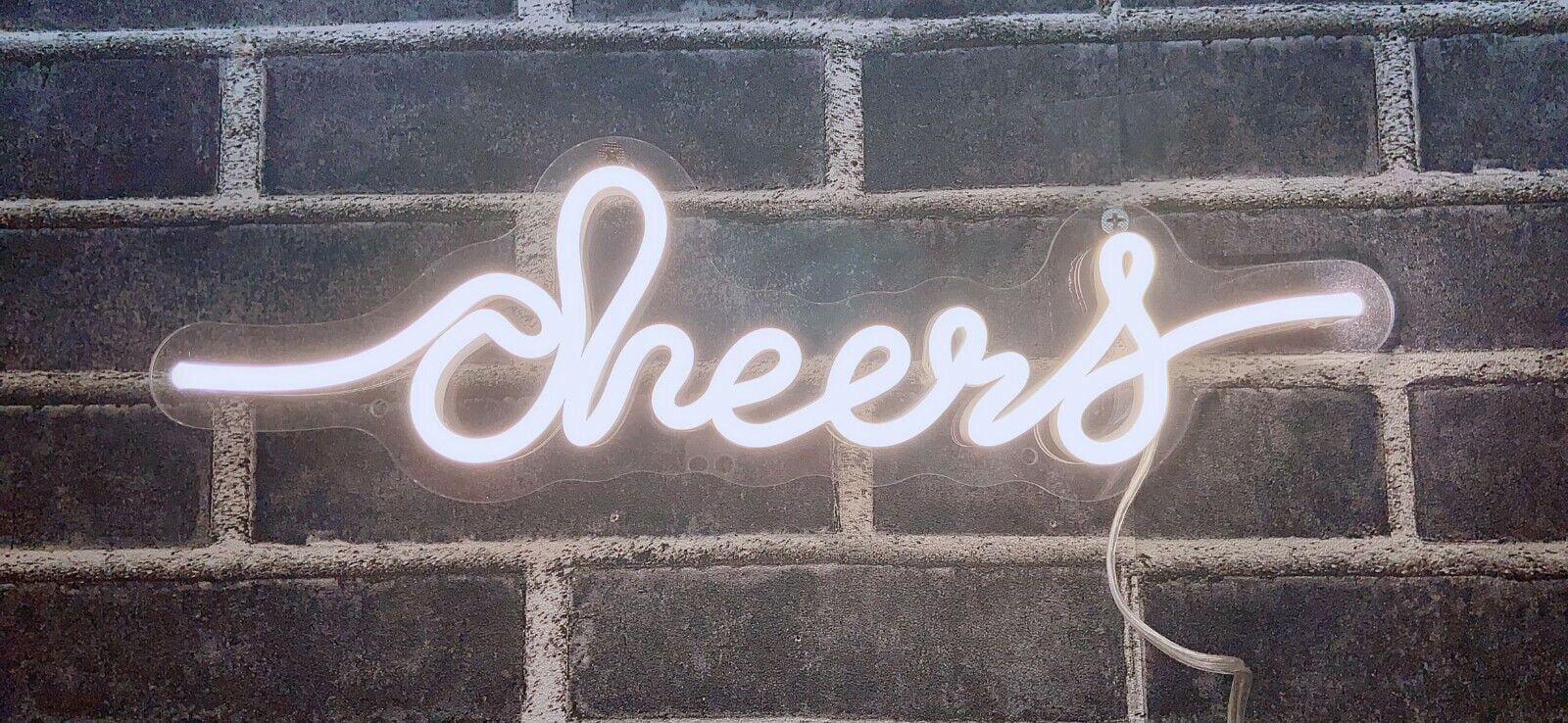 Queen Sense 14"x4.5" Cheers LED Sign Light Wall Decor Party Night ...