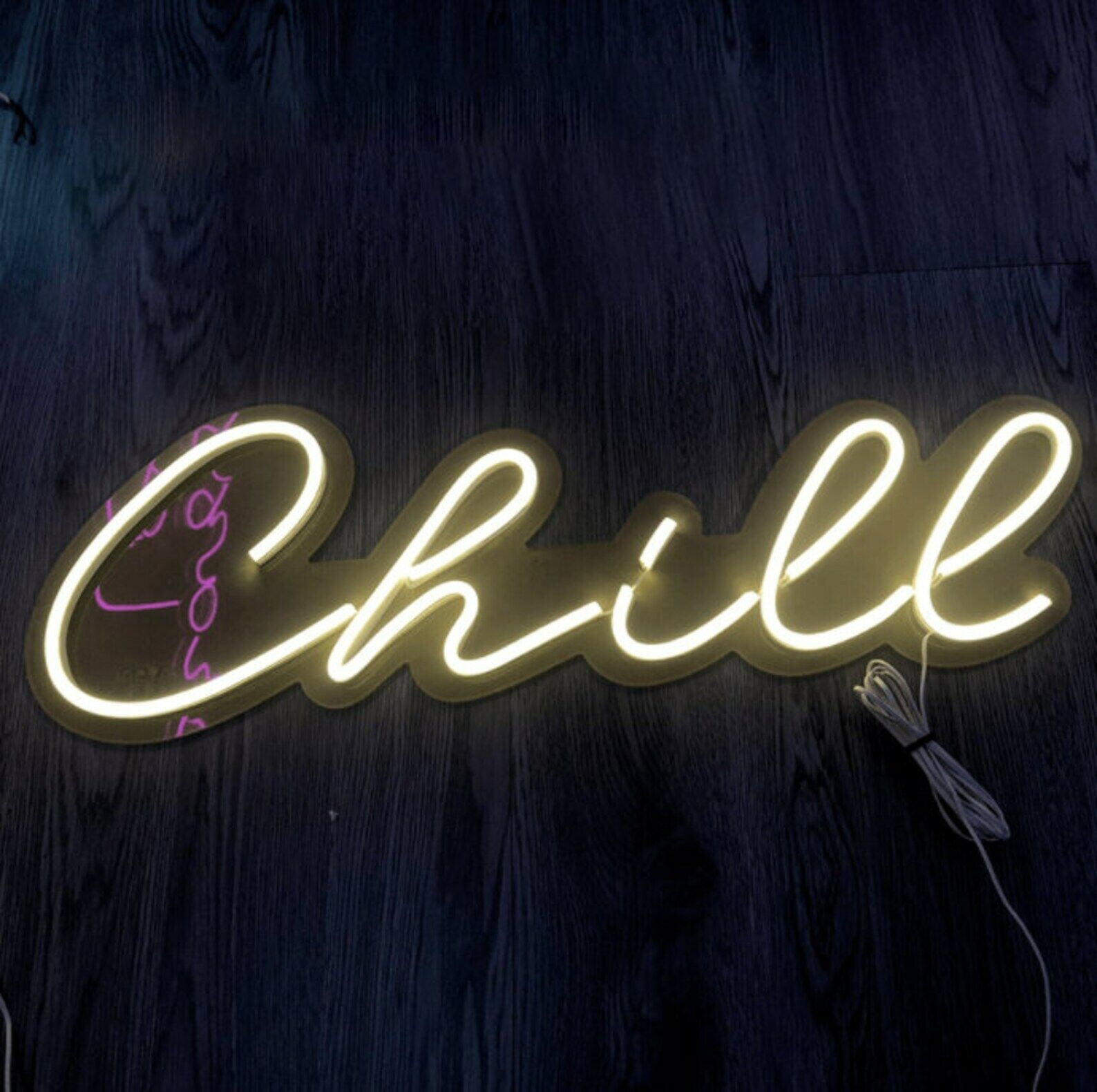 Queen Sense 14"x4.8" Chill LED Sign Light Wall Decor Party Night Lights ...