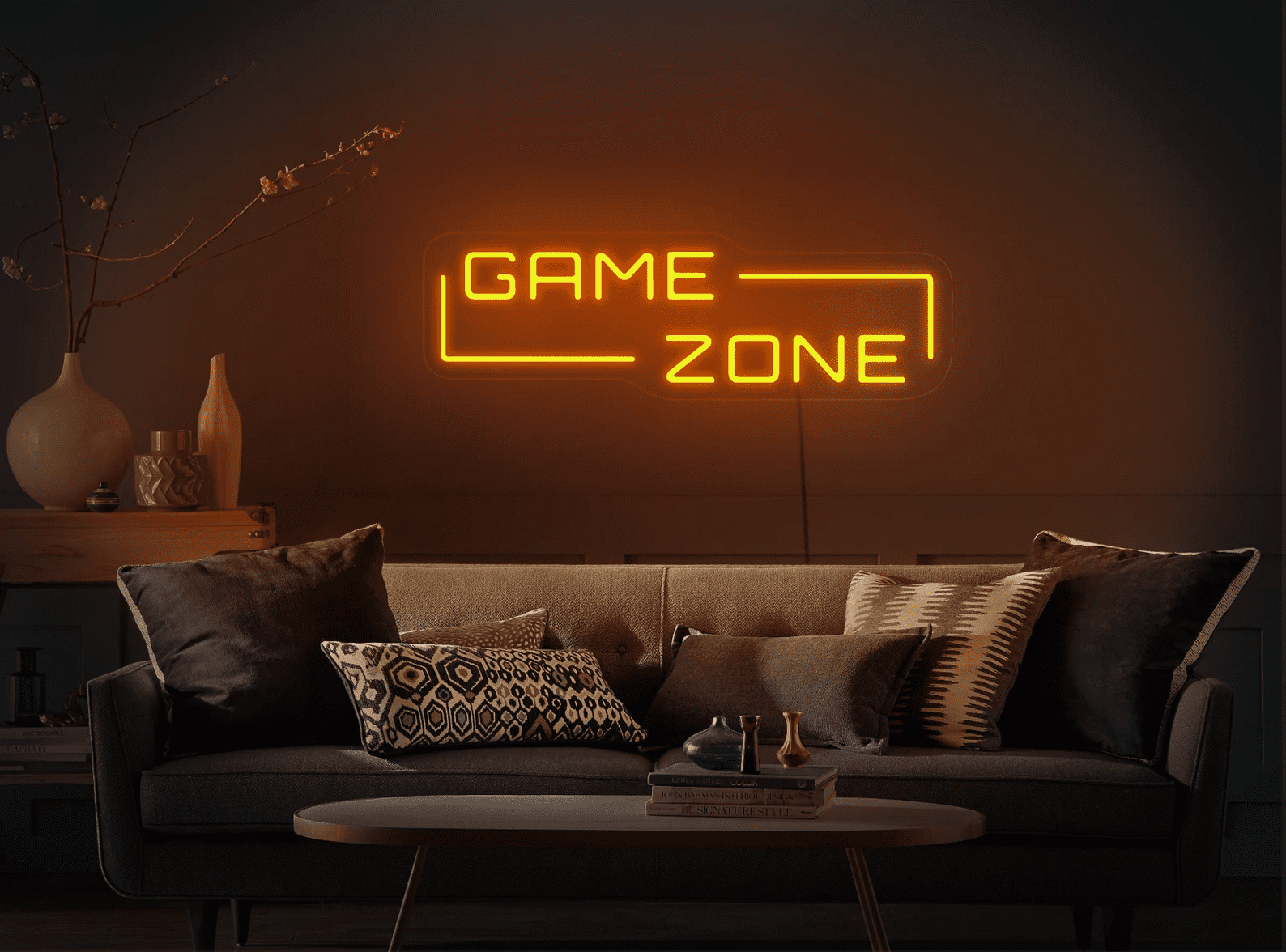 Queen Sense 14"x6" Game Zone Room LED Sign Light Party Night Wall Decor ...