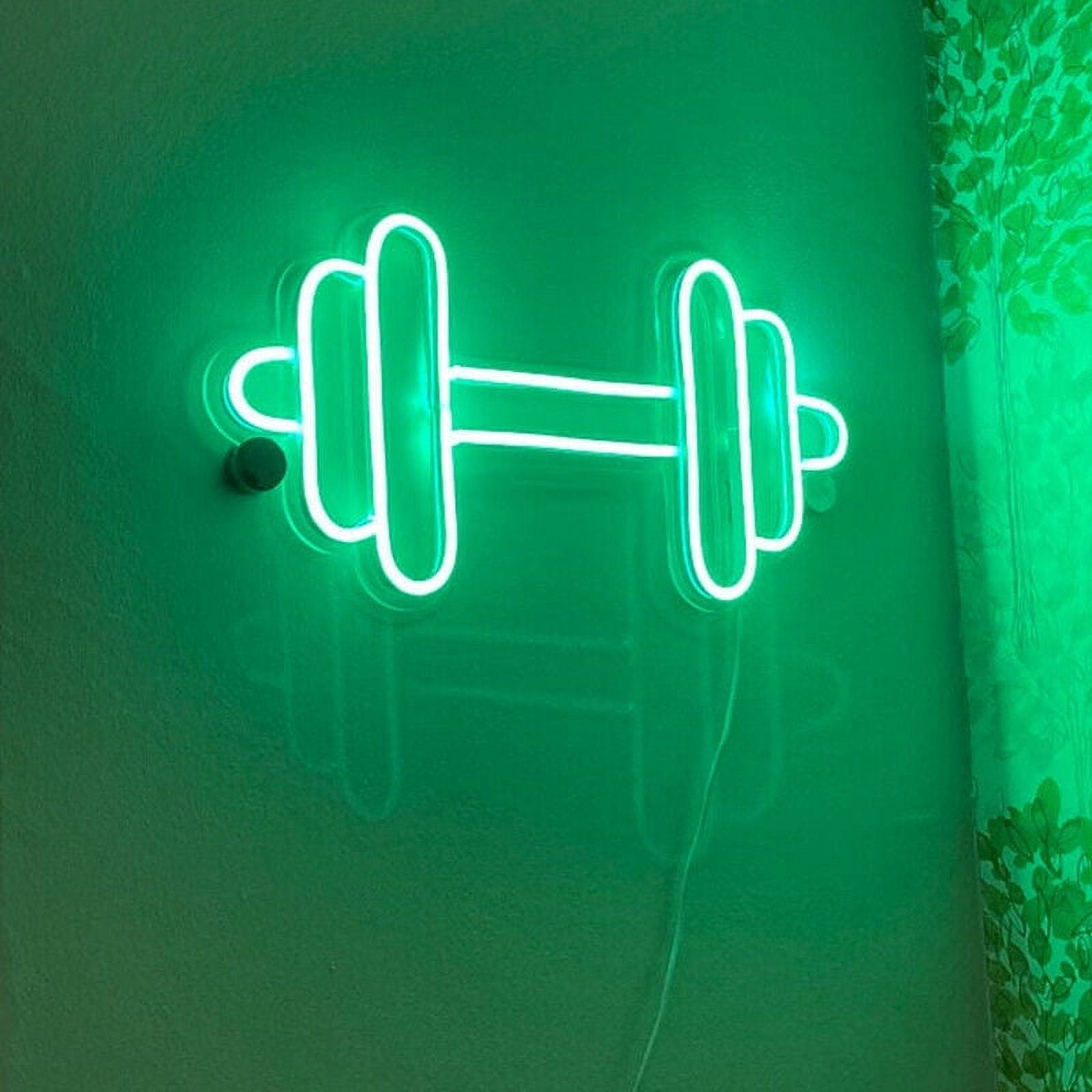 Queen Sense 14"x7.1" Barbell Dumbbell LED Sign Light Party Wall Decor ...
