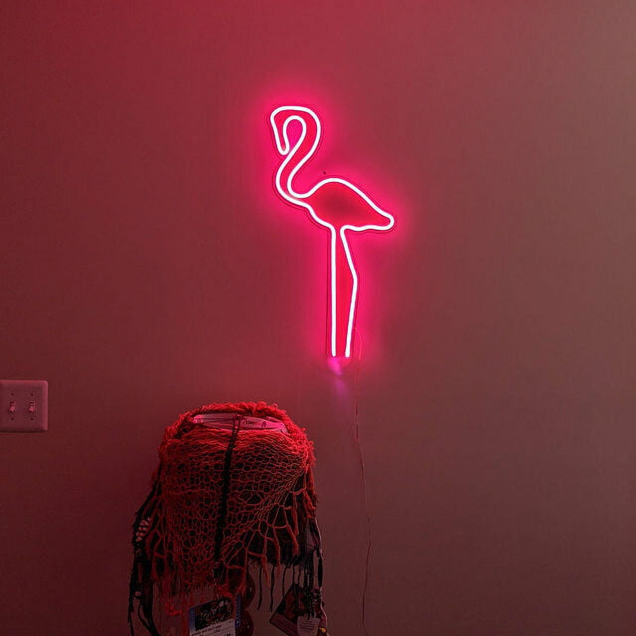 Queen Sense 14"x7.5" Flamingo LED Sign Light Decor Party Wall Night ...