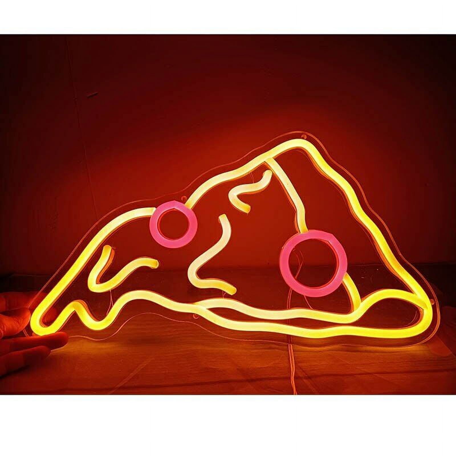 Queen Sense 14"x7.5" Pizza Slice LED Sign Light Wall Decor Party Night ...