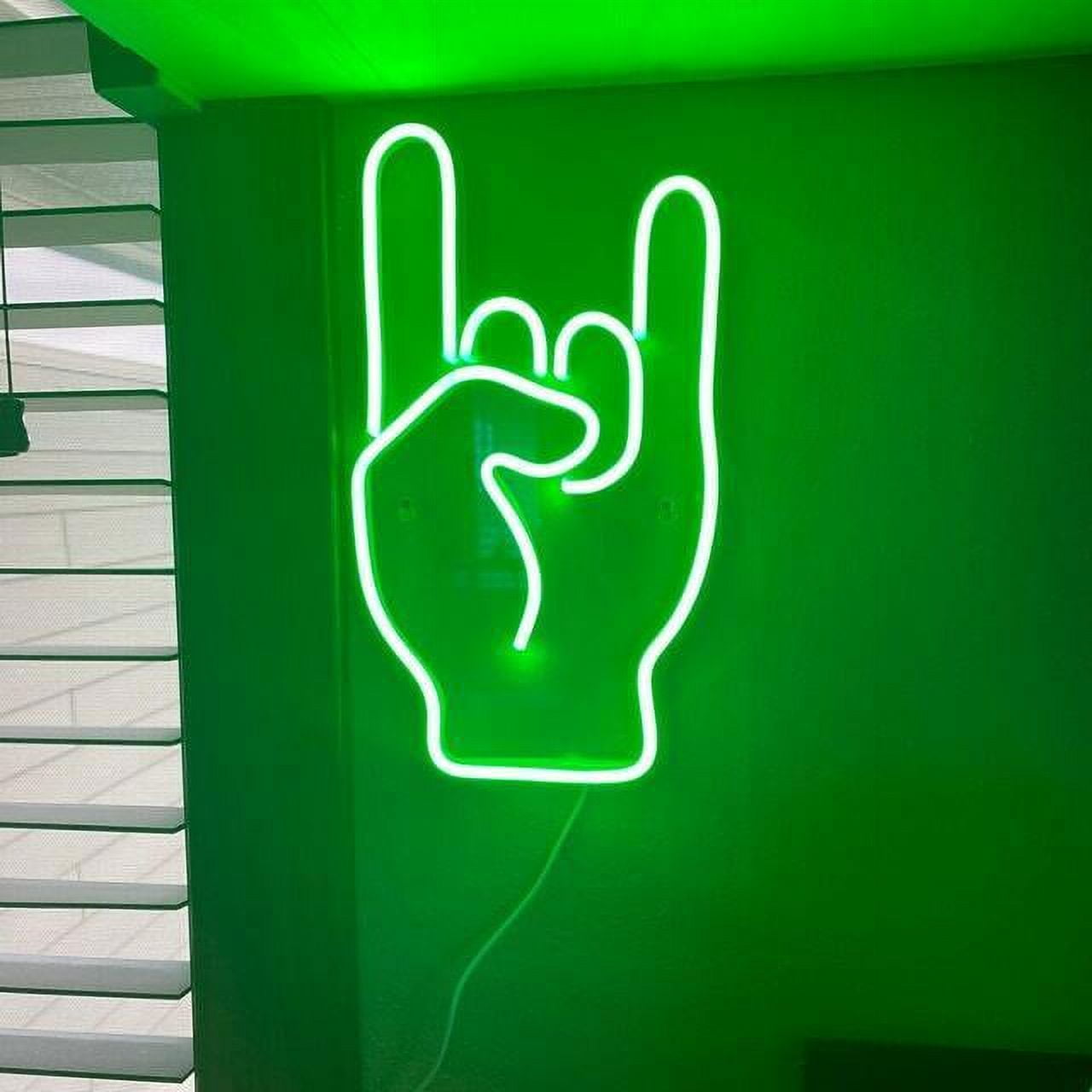 Queen Sense 14"x8.3" Rock On Hand LED Sign Light Wall Decor Party Night ...