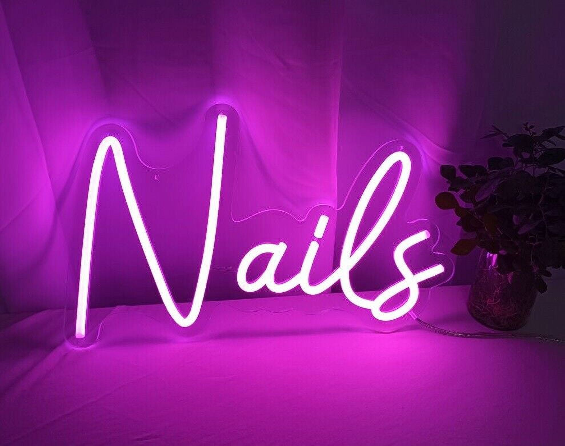 Queen Sense 14"x9.1" Nails LED Sign Light Wall Decor Party Night Lights ...