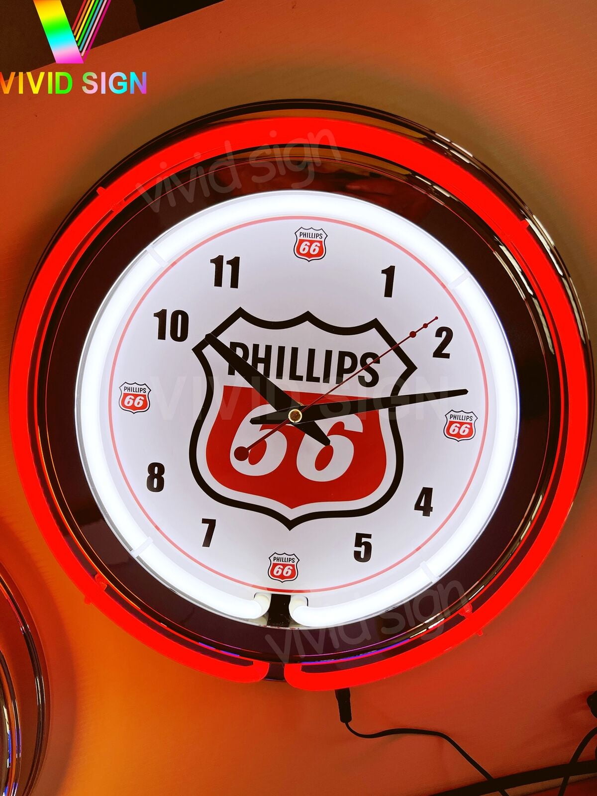 Queen Sense 15" Phillips 66 Gas Oil Neon Clock Wall Clock Man Cave Pub ...