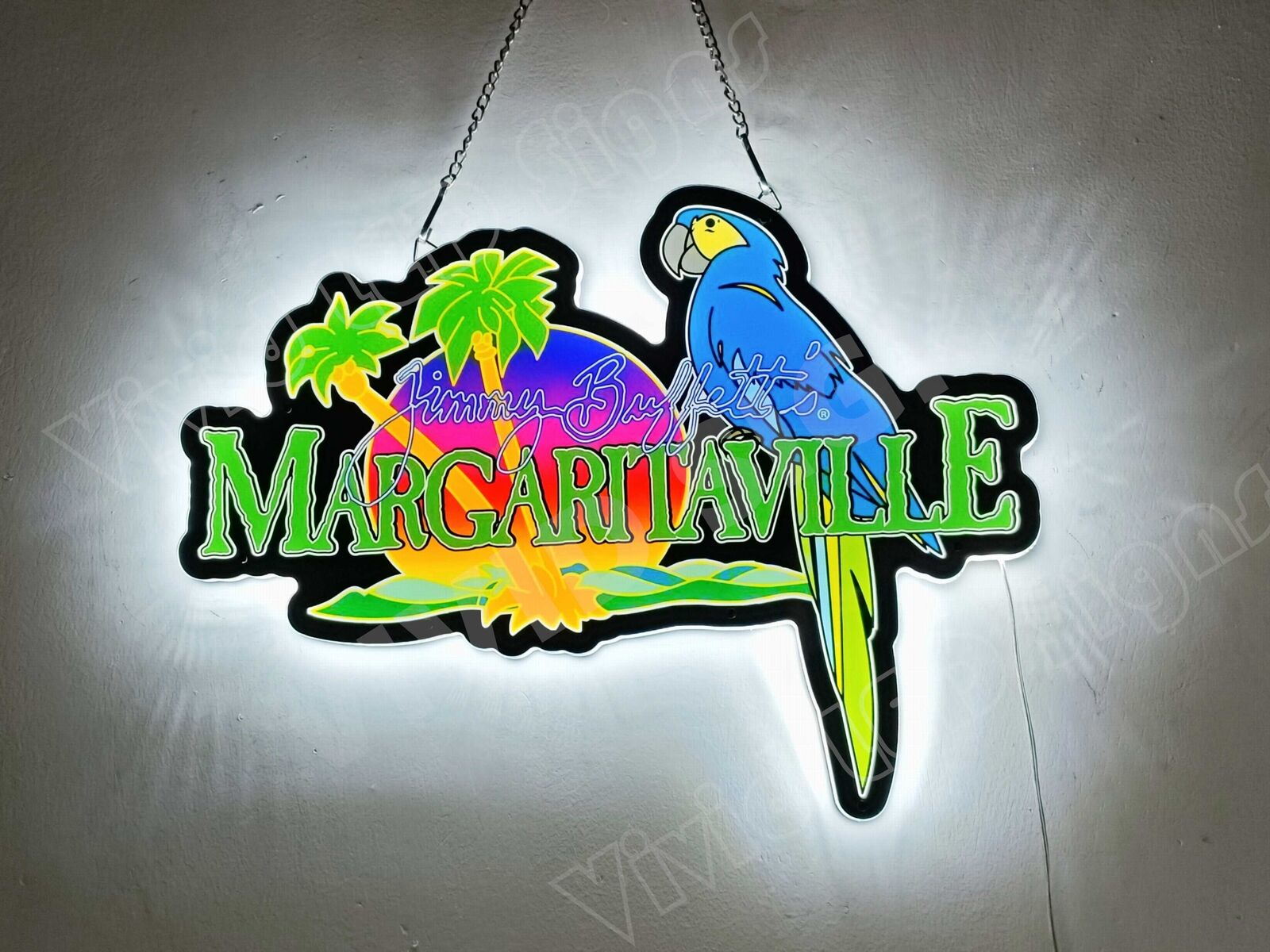 Queen Sense 16" Custom Margaritavilles Parrot Palm Tree 3D LED Sign ...